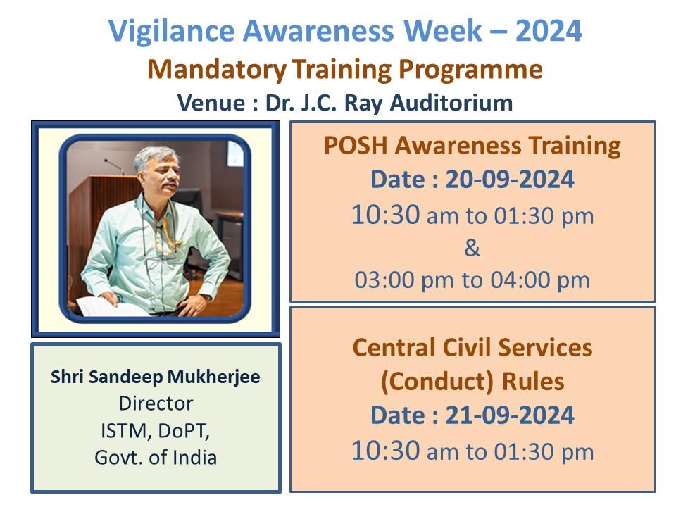 Vigilance Awareness Week 2024 - Mandatory Training Programme by Shri ...